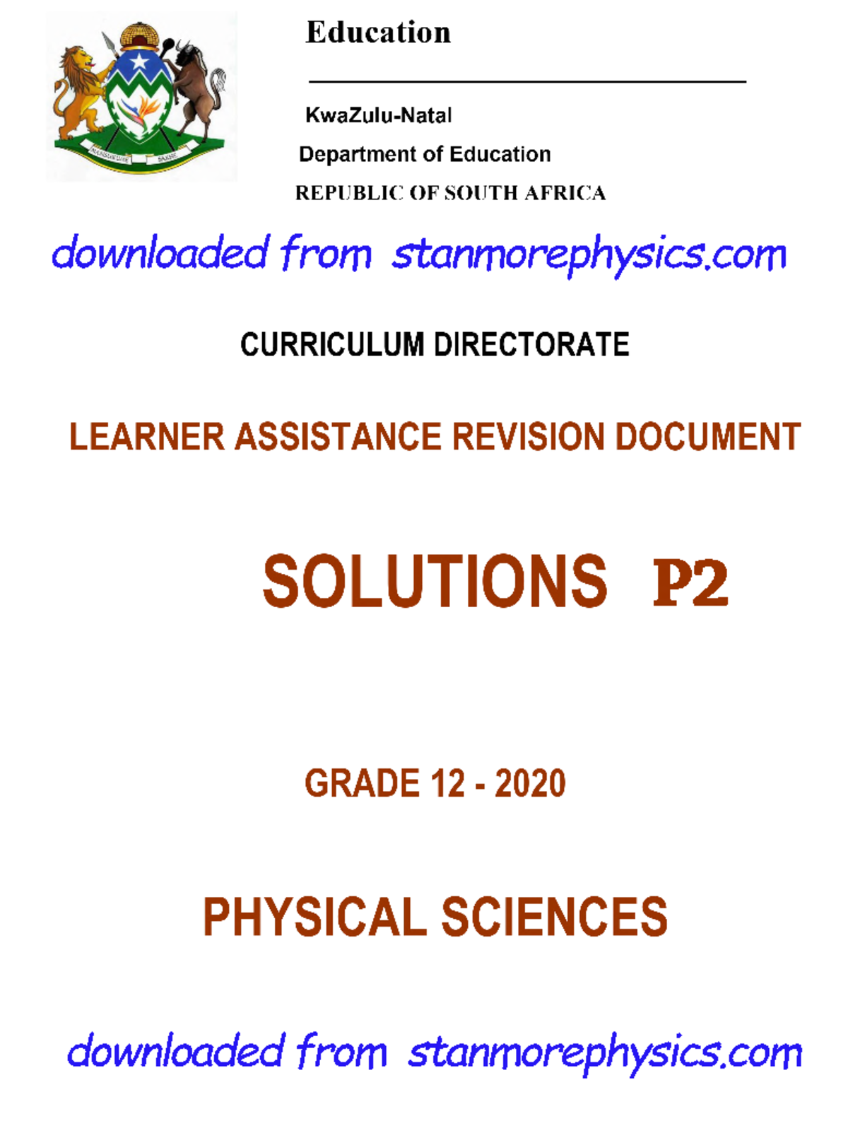 Gr12 Physical-Sciences P2-Solutions Learner-Assistance-Document 2020 ...