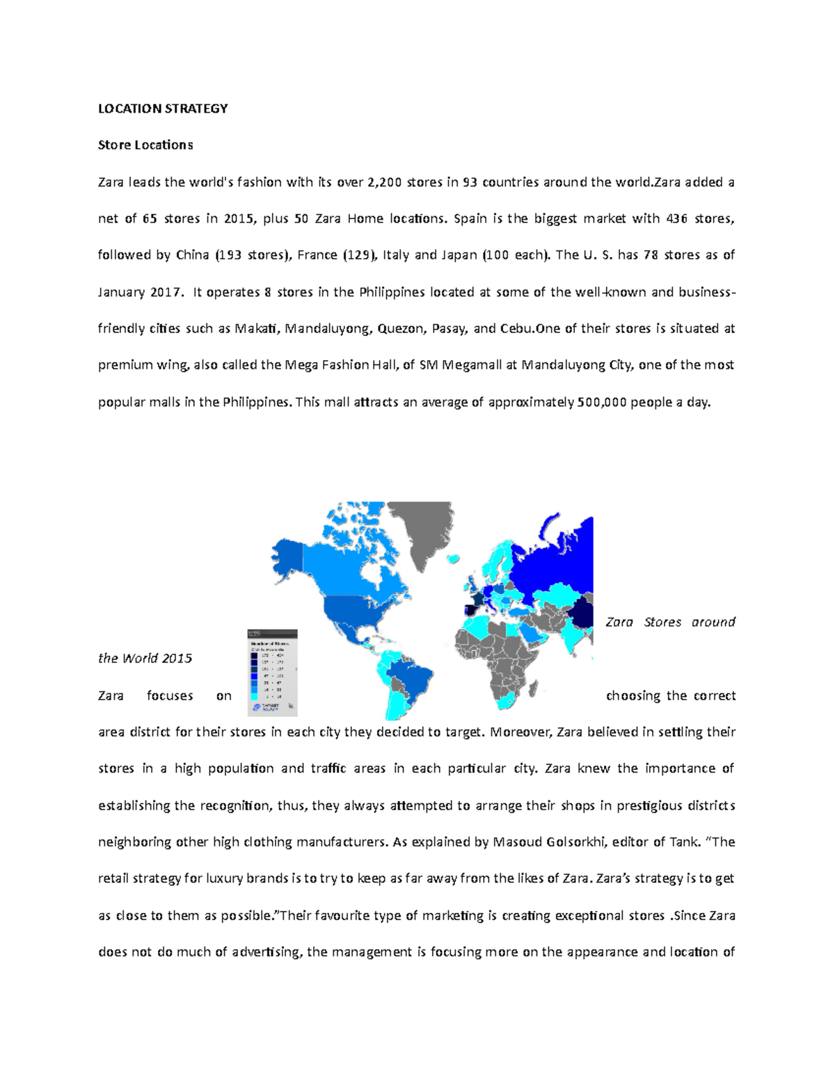 Pdfcoffee - location strategy - LOCATION STRATEGY Store Locations Zara ...