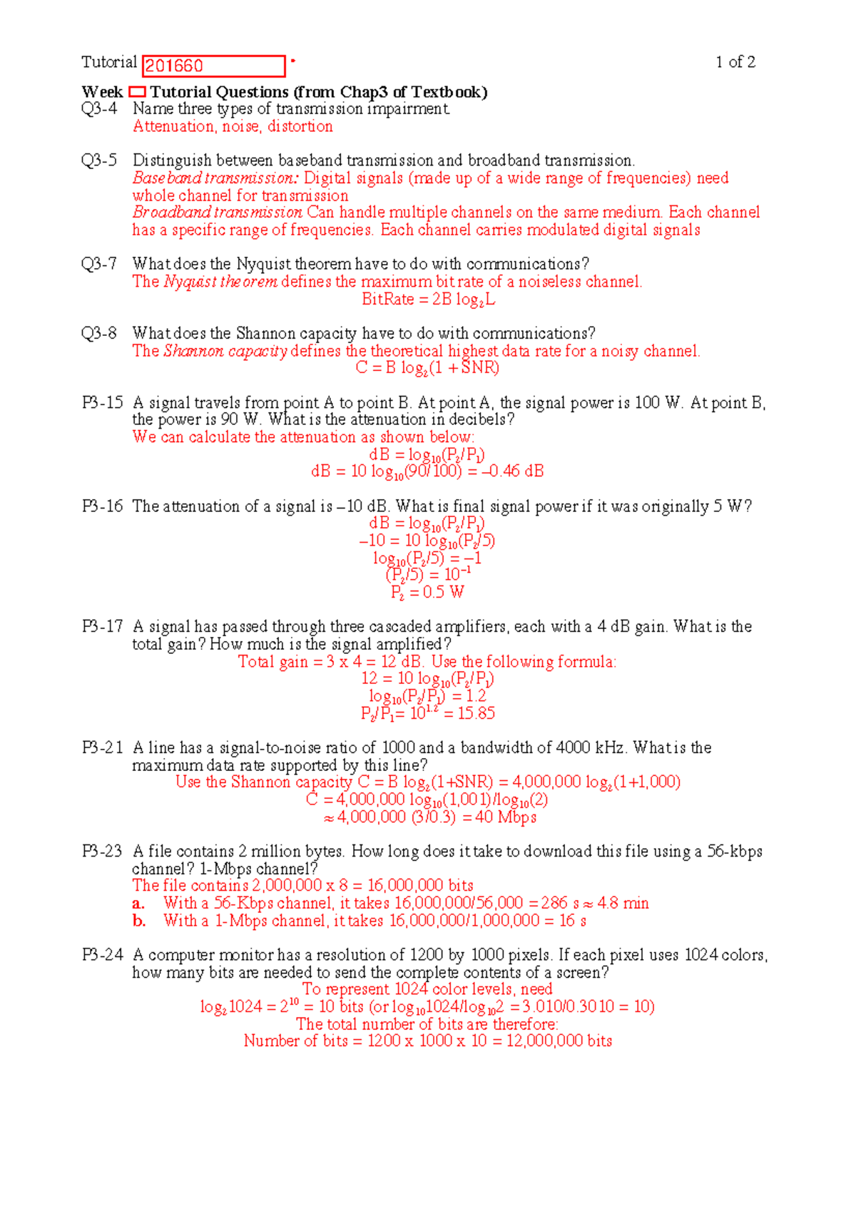 Tut02Soln - tut - Tutorial 6 Week 09 201560 1 of 2 Week 09 Tutorial ...