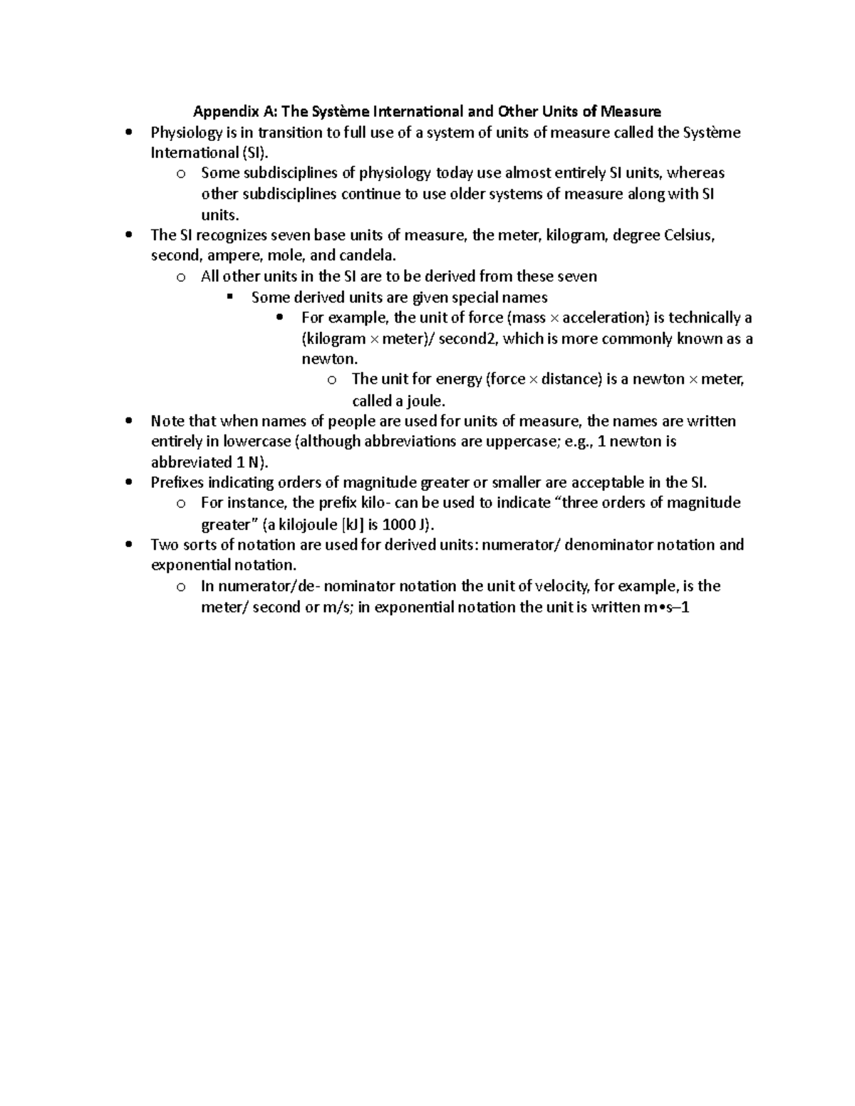 Appendix a-g Animal Psy - Appendix A: The Système International and ...