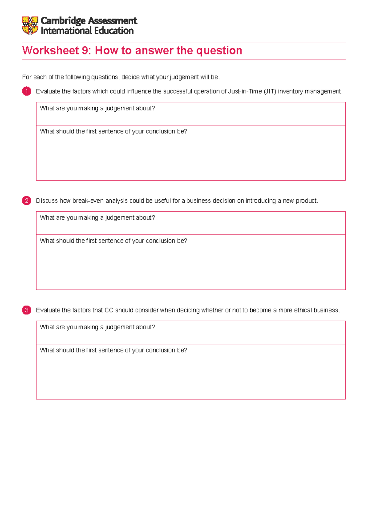 AO4 Worksheet 9 How to answer the question - © Cambridge U niversity ...