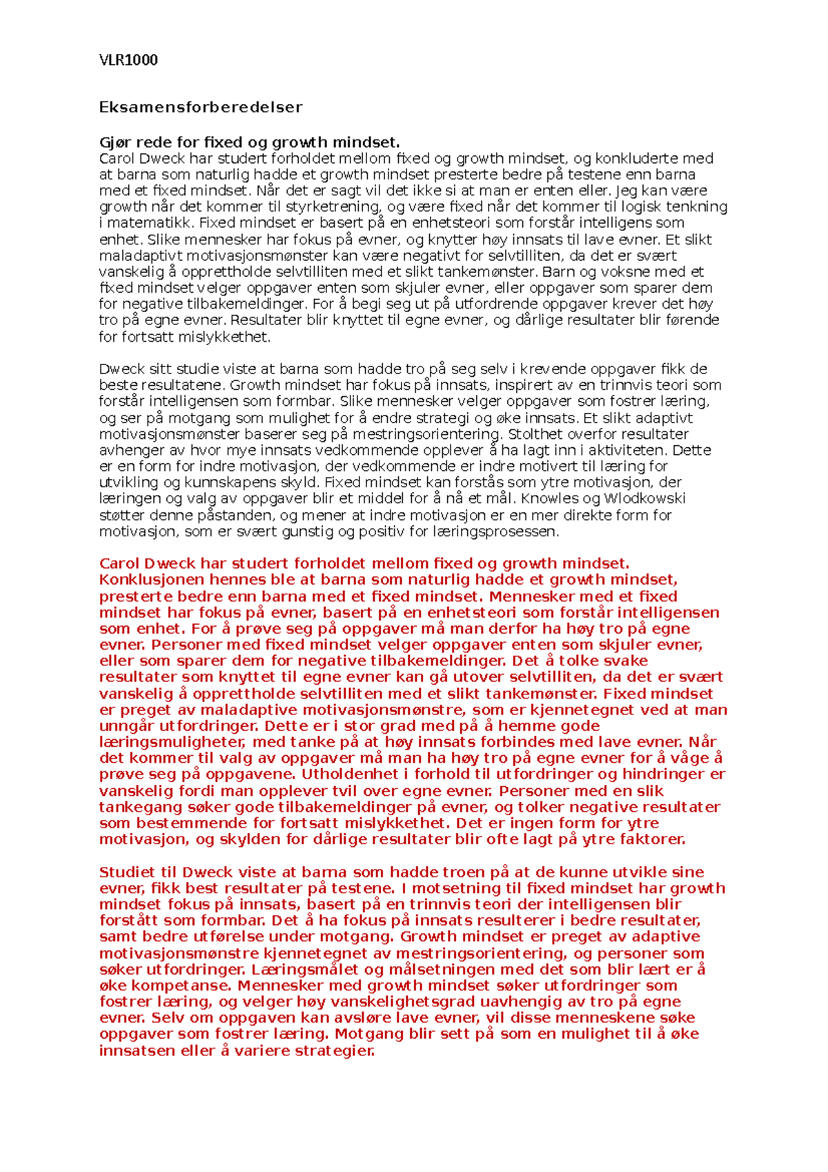 Eksamensforberedelser - VLR1000 Eksamensforberedelser Gjør rede for ...