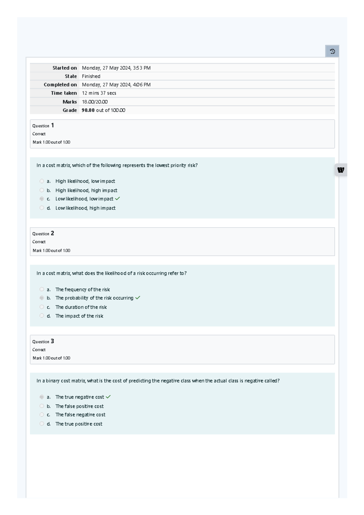 AI FUN Prelim Lab Quiz 2 Attempt review - Started on Monday, 27 May 2024, 3:53 PM State Finished ...