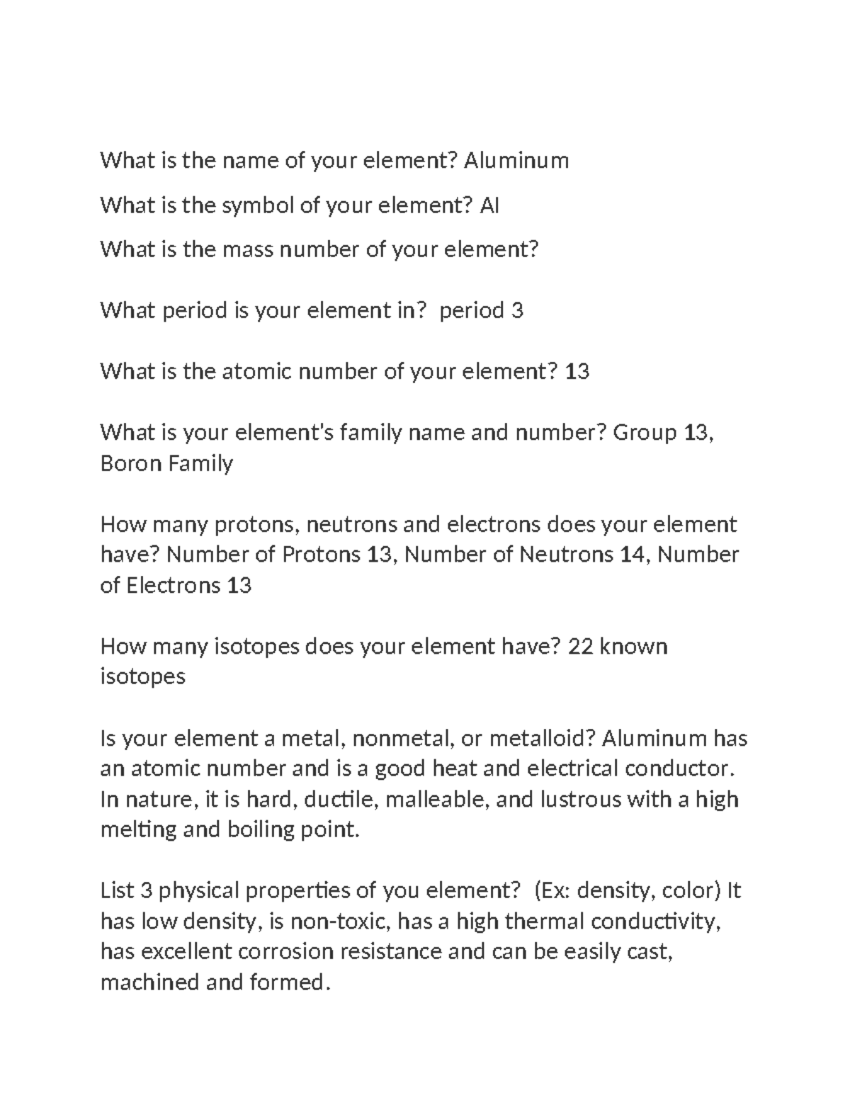 What is the name of your element - In nature, it is hard, ductile ...