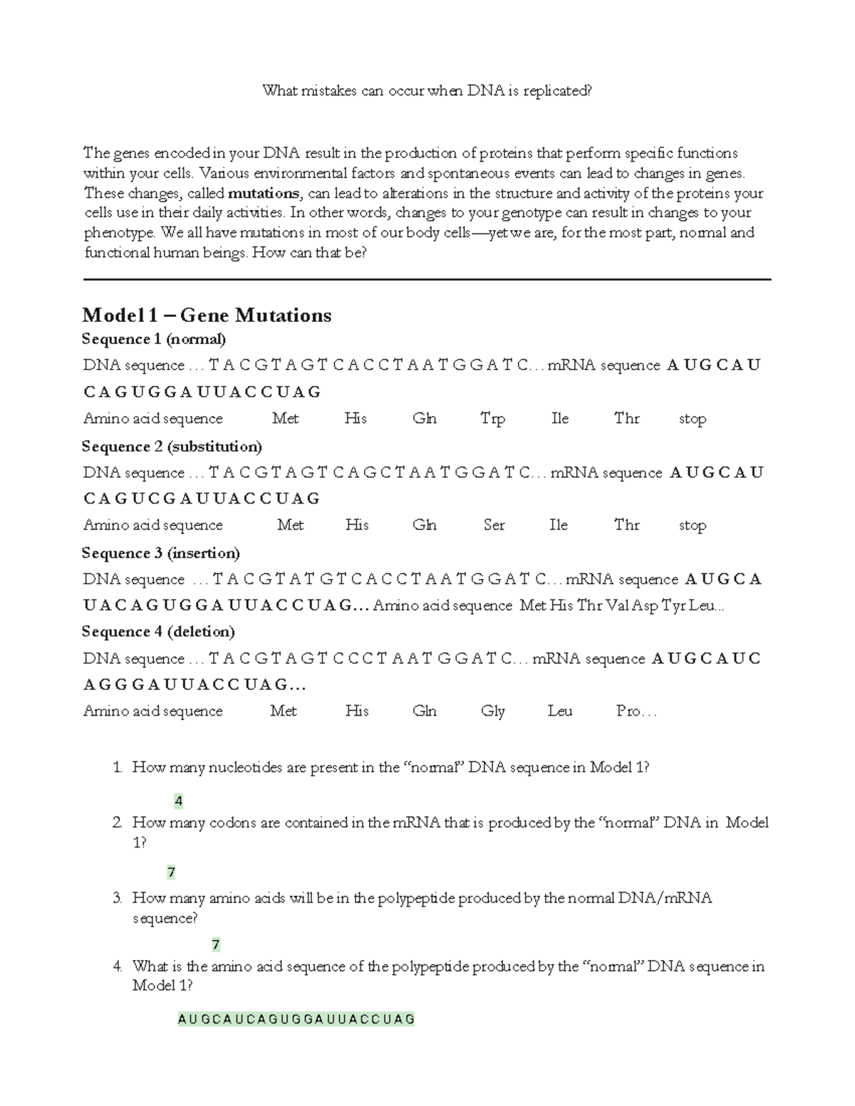 6 Genetic Mutations - What mistakes can occur when DNA is replicated ...