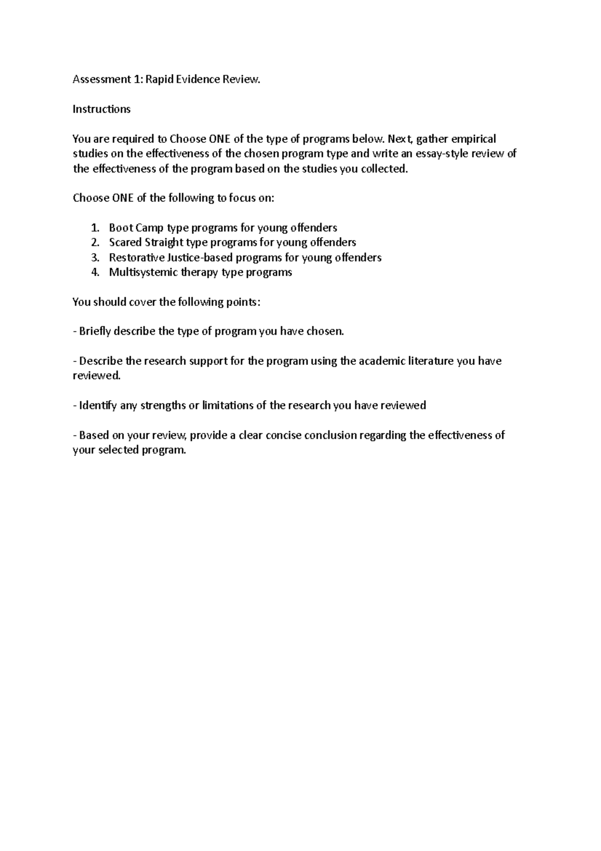 Assessment #1 - Instructions - Assessment 1: Rapid Evidence Review ...