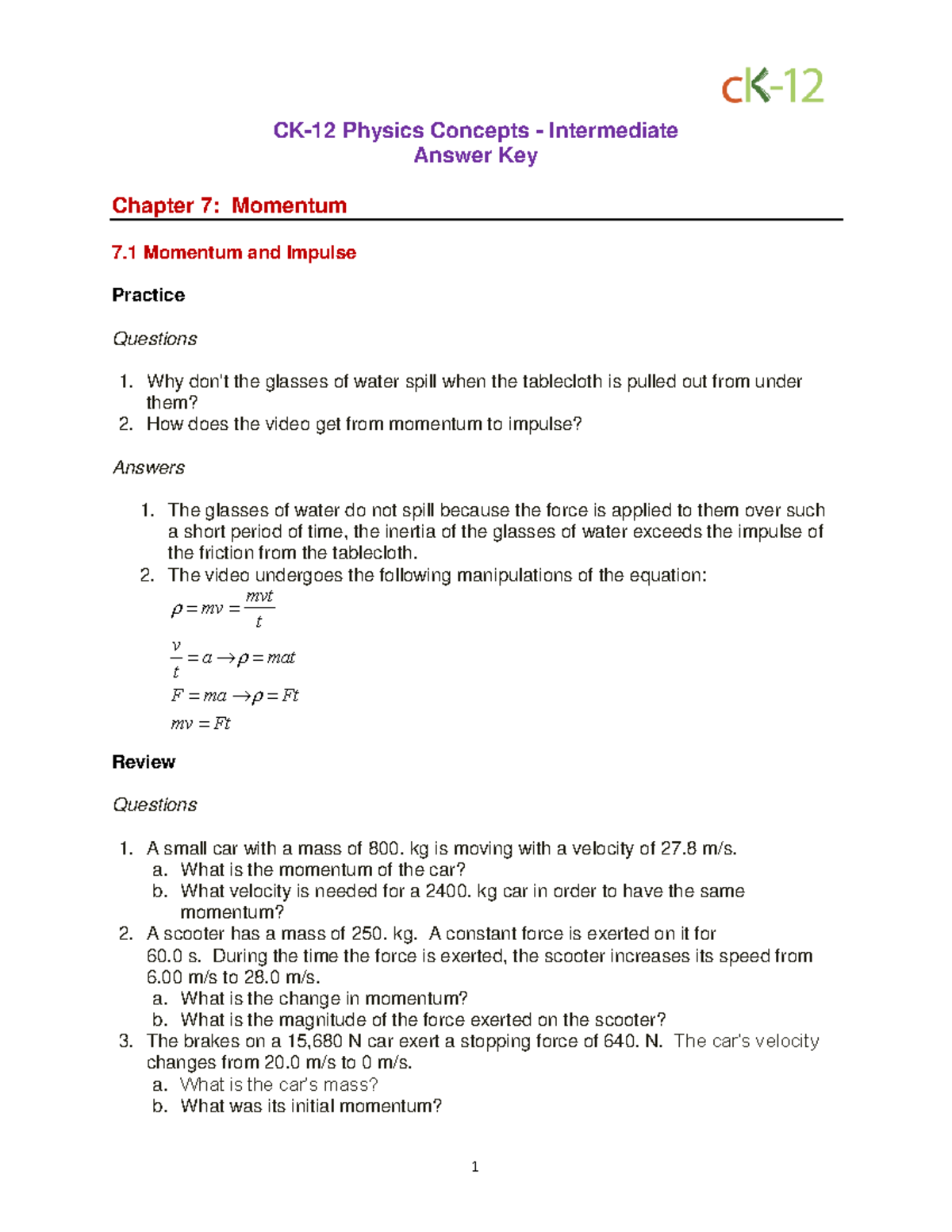 Phys Int CC Ch 7 - Momentum - Answers PDF - CK-12 Physics Concepts ...