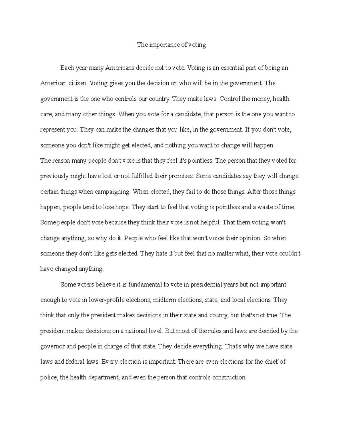 Why is important Voting? - The importance of voting Each year many ...