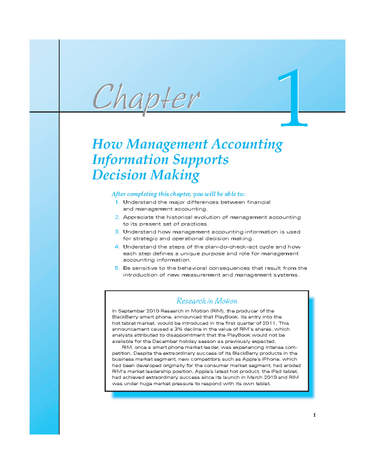 Ch01 - COURSEWORK - Chapter 11 Chapter 1 How Management Accounting ...