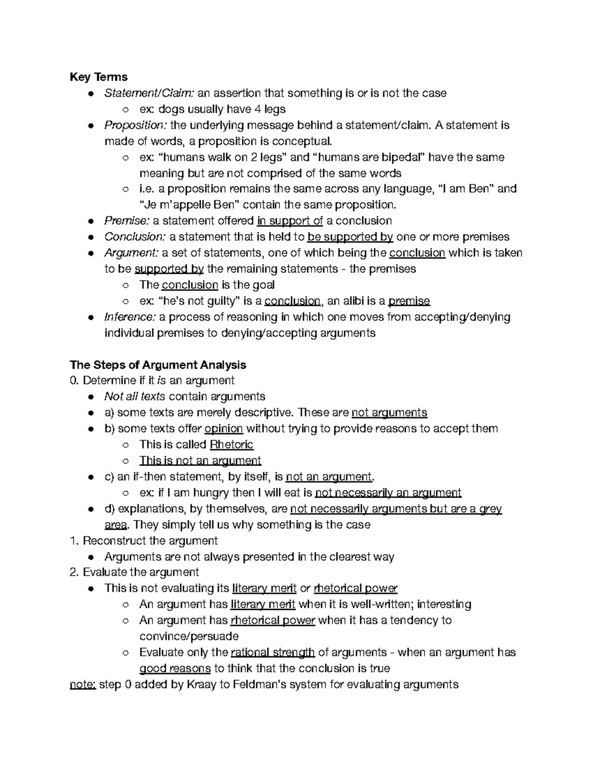 SSH105 Study Sheet - N/A - Key Terms Statement/Claim: an assertion that ...