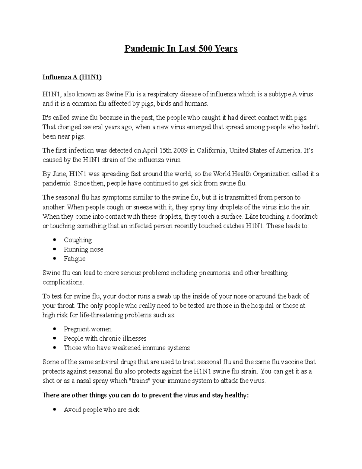 Script-Study Skills - General Information - Pandemic In Last 500 Years ...