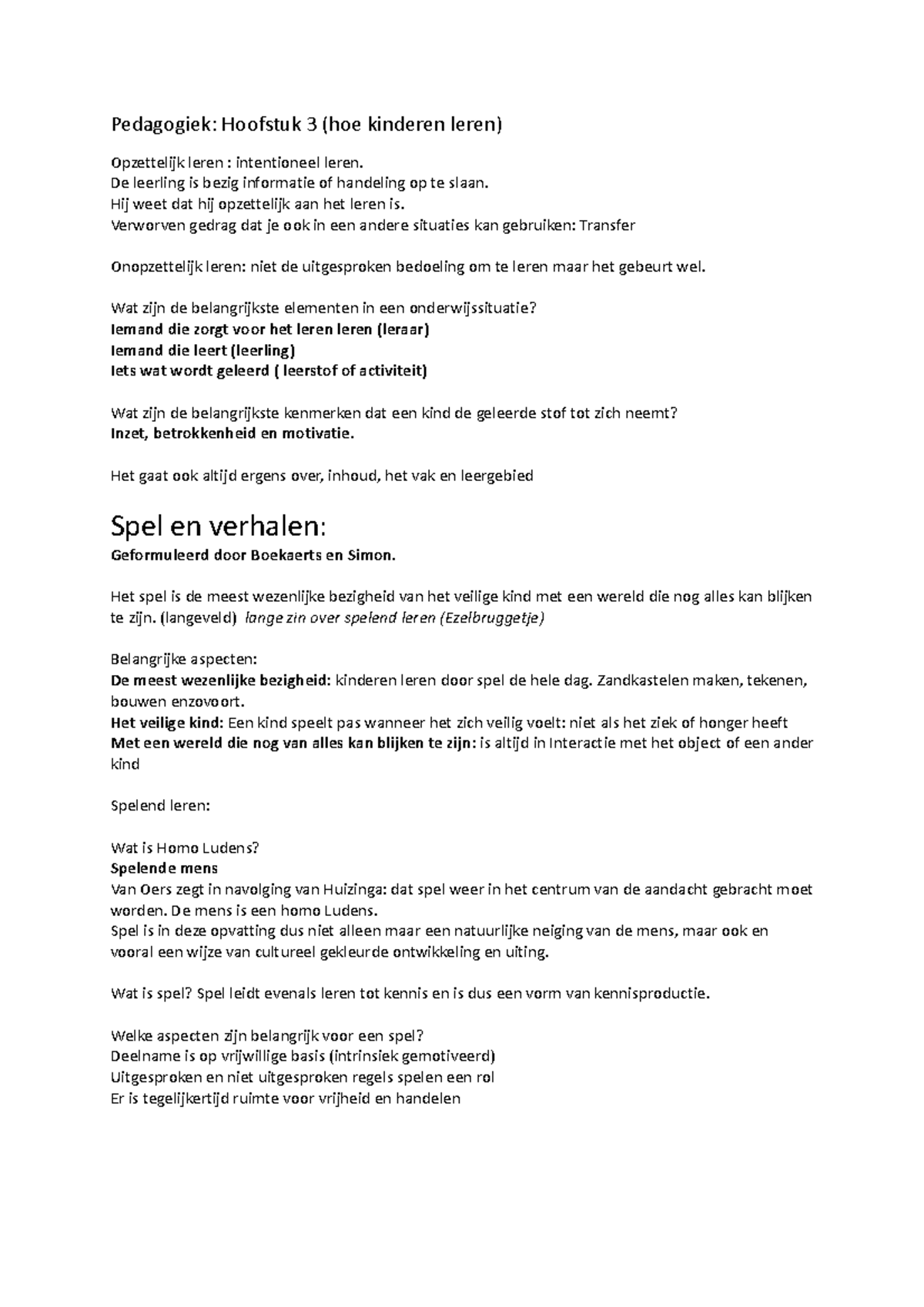 Samenvatting hoofdstuk 3 hoe kinderen leren - Pedagogiek: Hoofstuk 3 ...