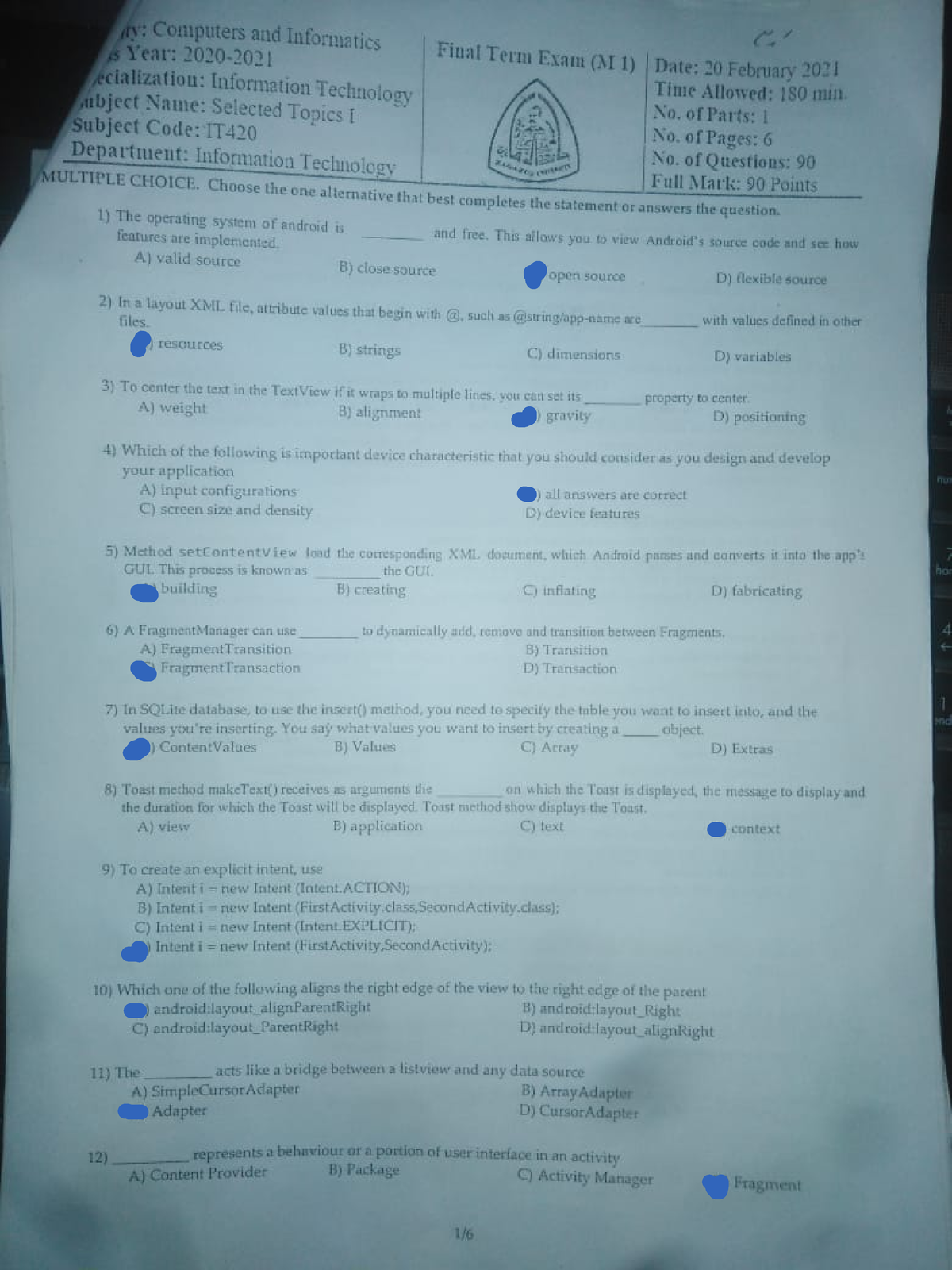 2021 M1 - Android_questions - Computer - Studocu