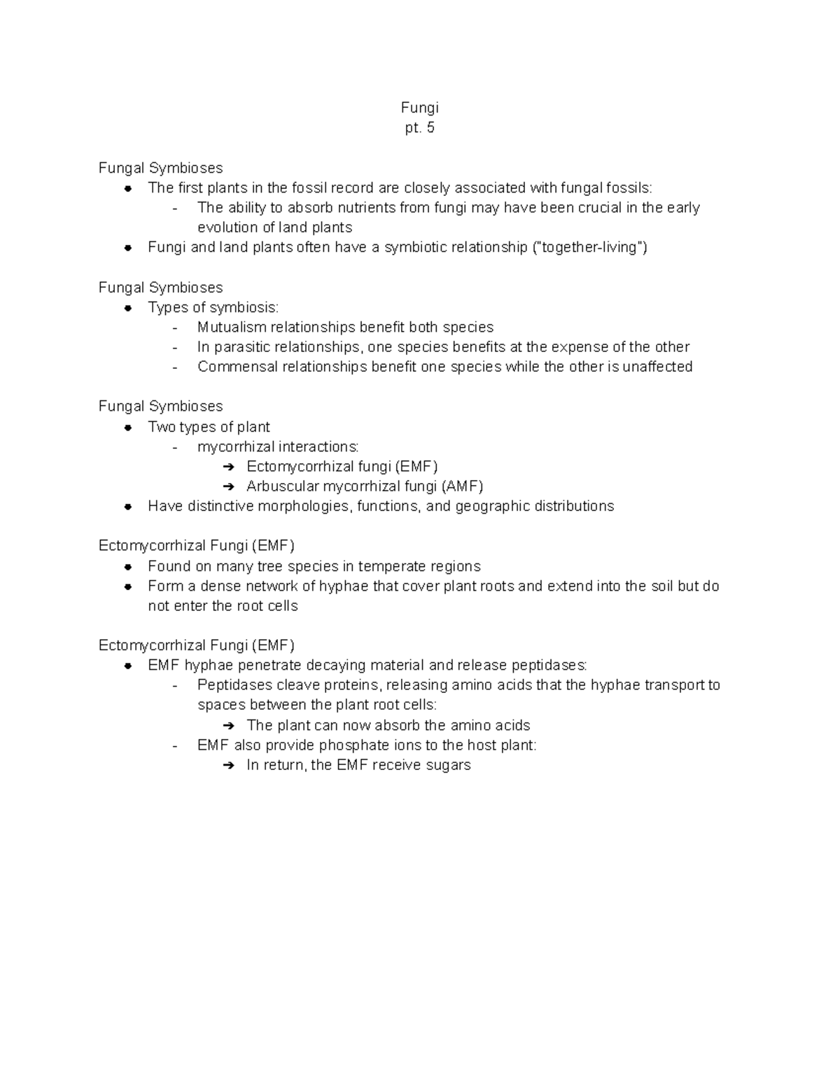 Fungi pt. 5 - Lecture notes 1-20 - Fungi pt. 5 Fungal Symbioses The ...