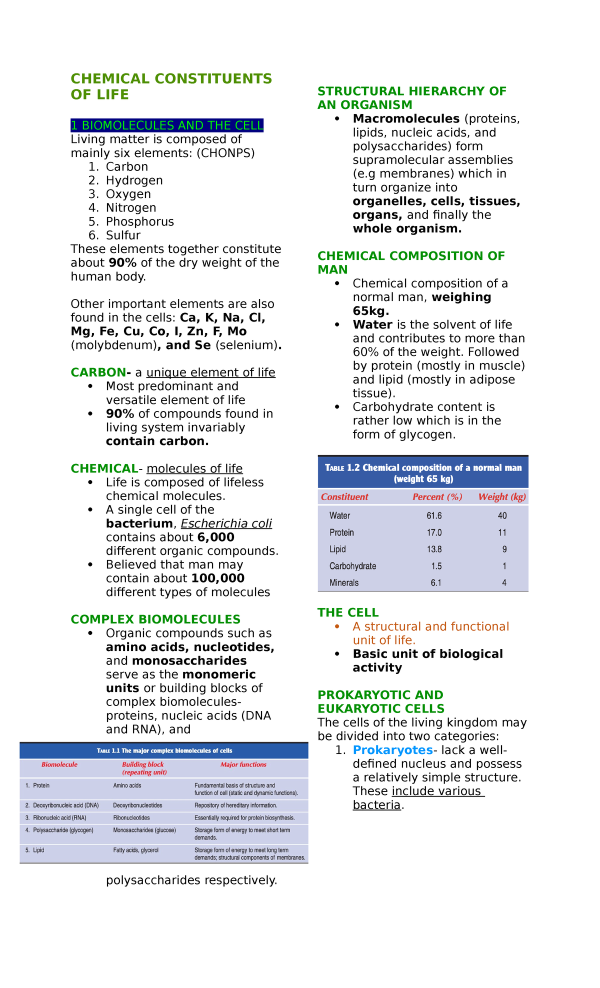 Chemical Constituents OF LIFE - CHEMICAL CONSTITUENTS OF LIFE 1 ...
