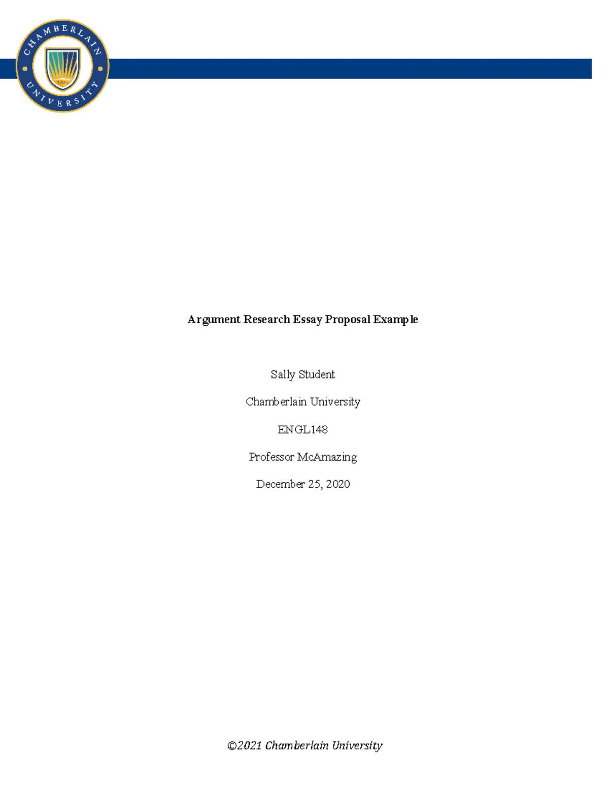 ENGL148 Week 2 Argument Research Essay Proposal Example - Argument ...