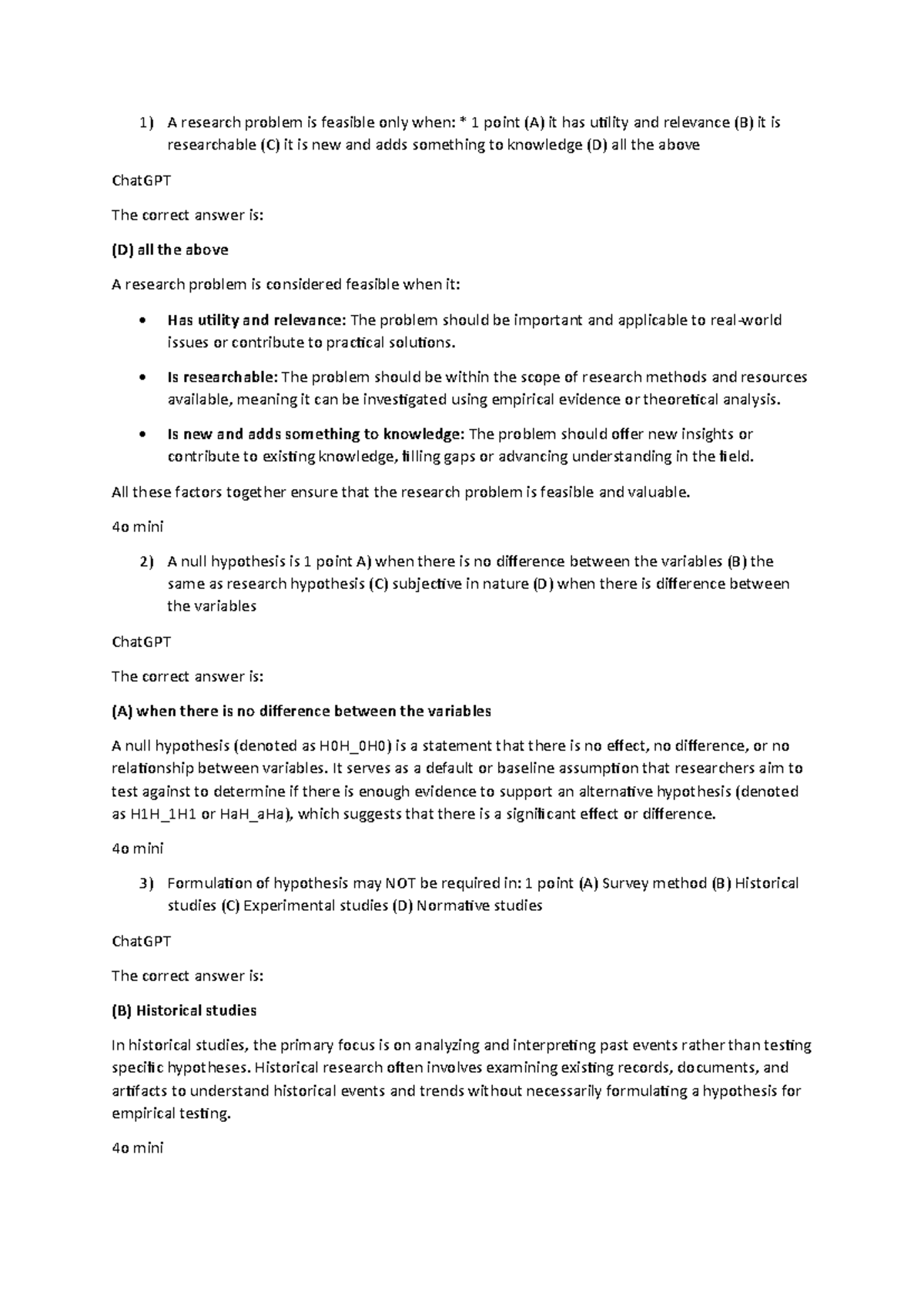 RM Test With explanation - A research problem is feasible only when ...