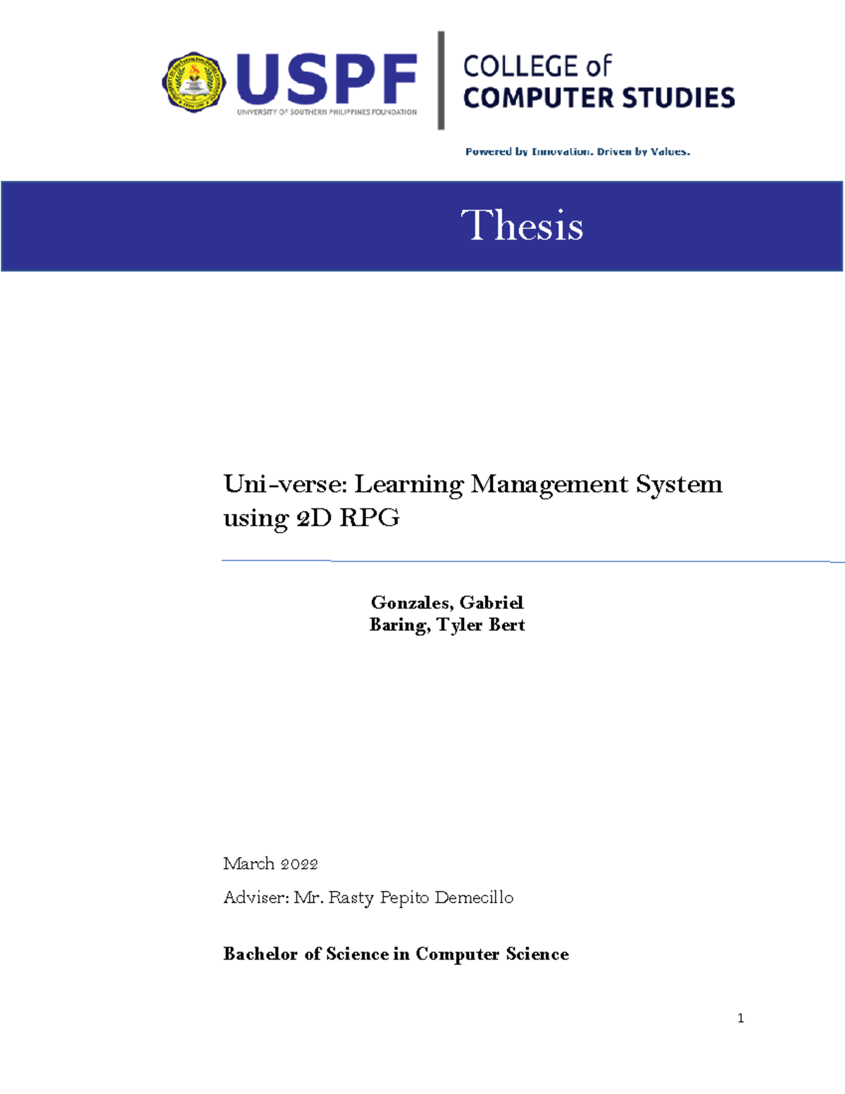 Uni-verse-Soft Copy Final - Uni-verse: Learning Management System using 2D RPG Gonzales, Gabriel ...