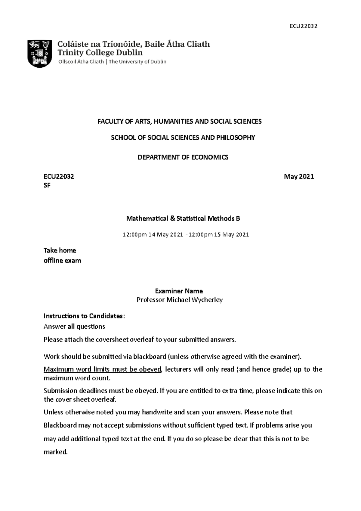 ECU22032 Sem02 Exam Script 2021 - FACULTY OF ARTS, HUMANITIES AND ...