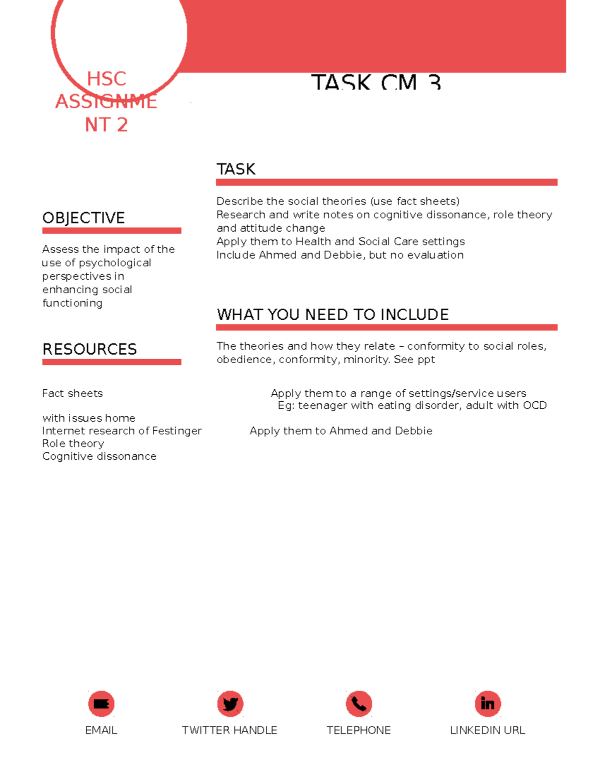 HSC Assignment 2 CM.3 - HSC - HSC ASSIGNME NT 2 OBJECTIVE Assess the ...