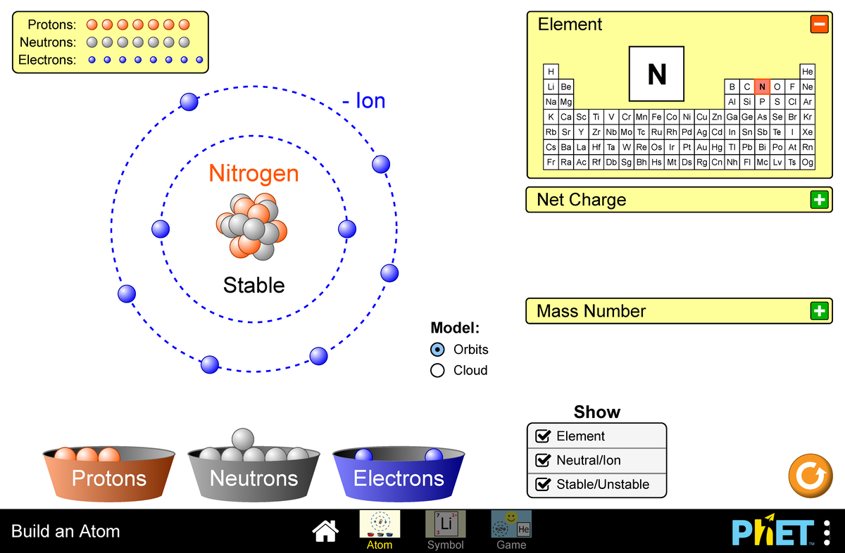 ‪Build an Atom‬ - No thanks - Nitrogen - Ion Stable Protons: Neutrons ...