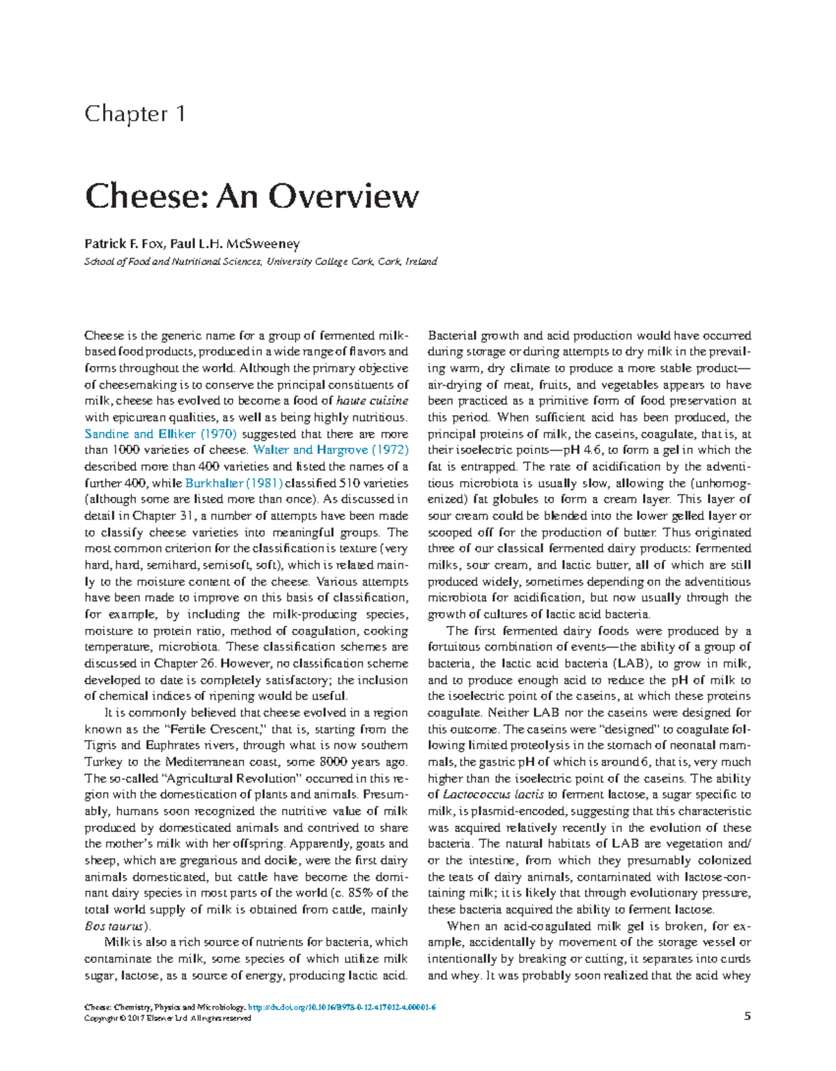 Cheese An Overview - Cheese: Chemistry, Physics and Microbiology. - Studocu