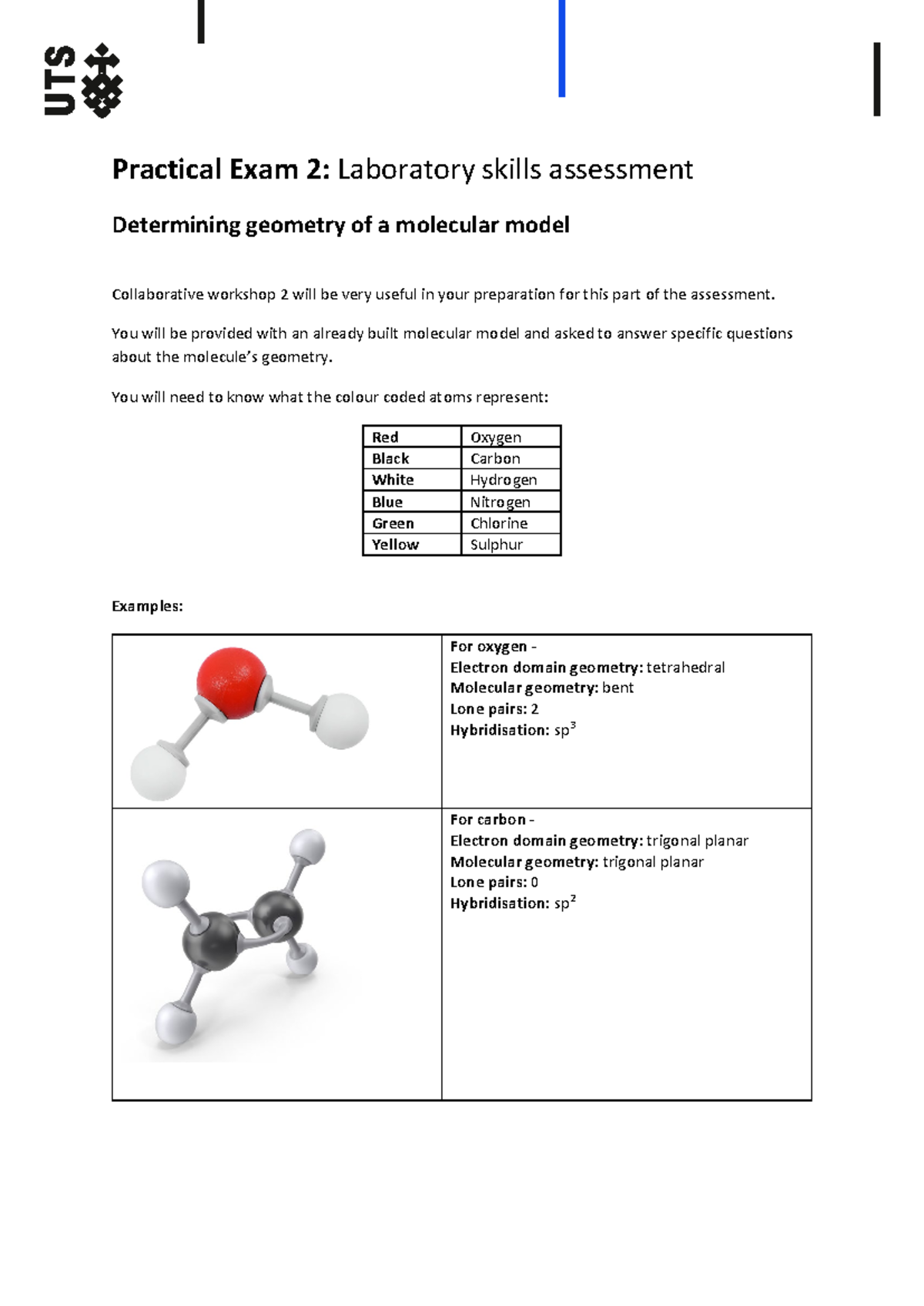Determining geometry of a molecular model - Practical Exam 2 ...