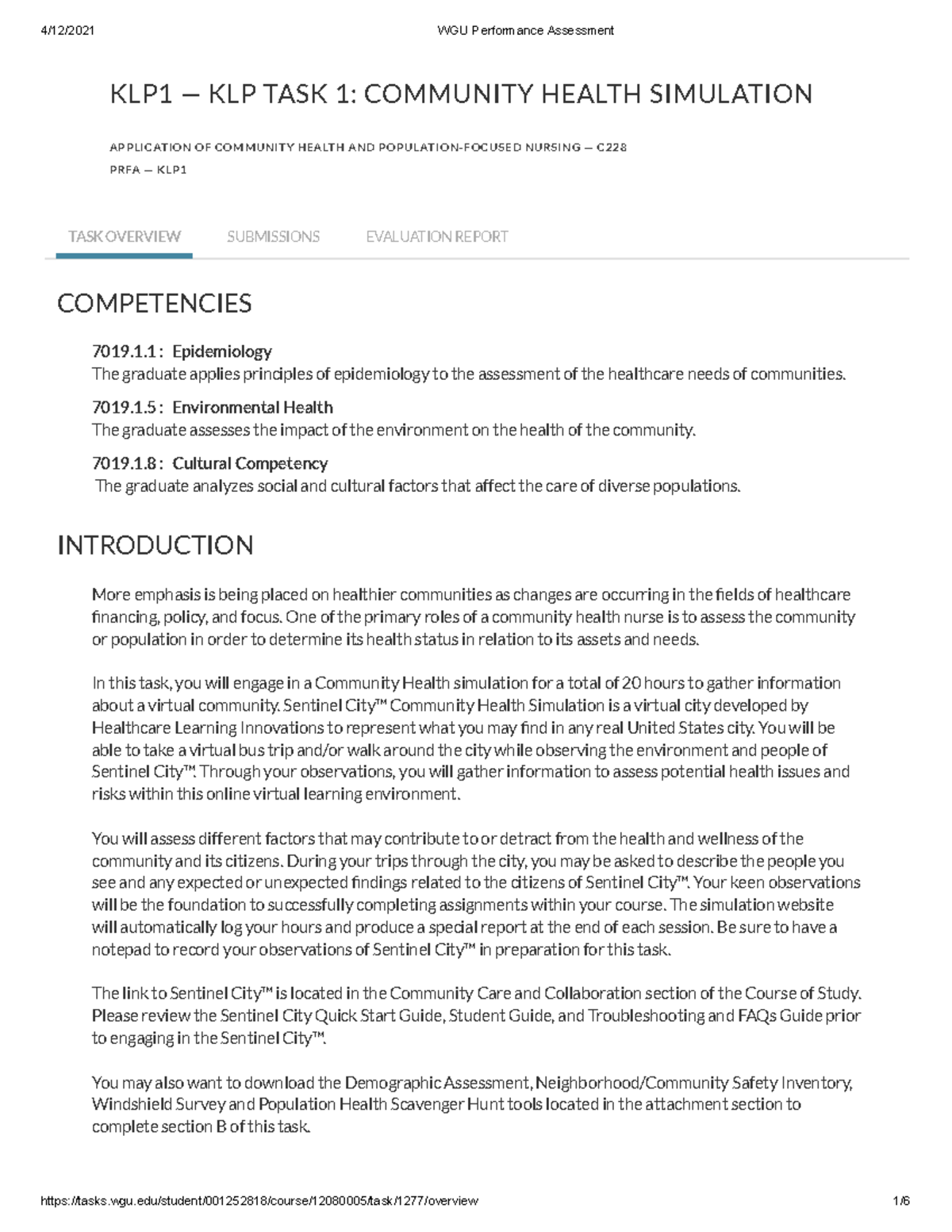 KLP task 1 - Task requirements - KLP1 — KLP TASK 1: COMMUNITY HEALTH ...