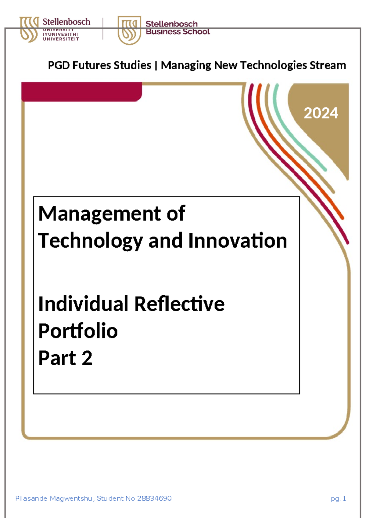 2024 Management of Technology and Innovation Reflective Portfolio Part ...