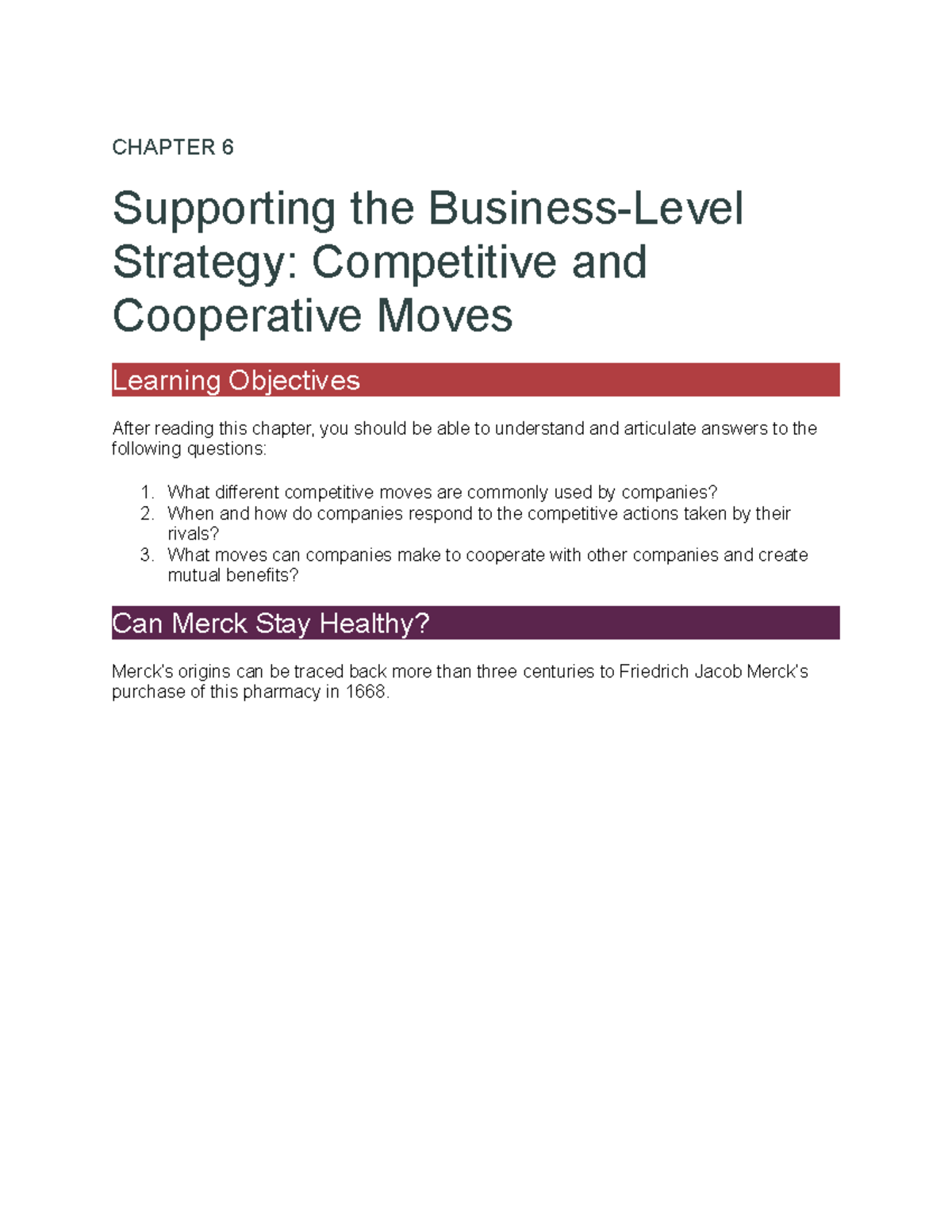 CH6.0 - Supporting the Business Level Strategy Competitive and ...