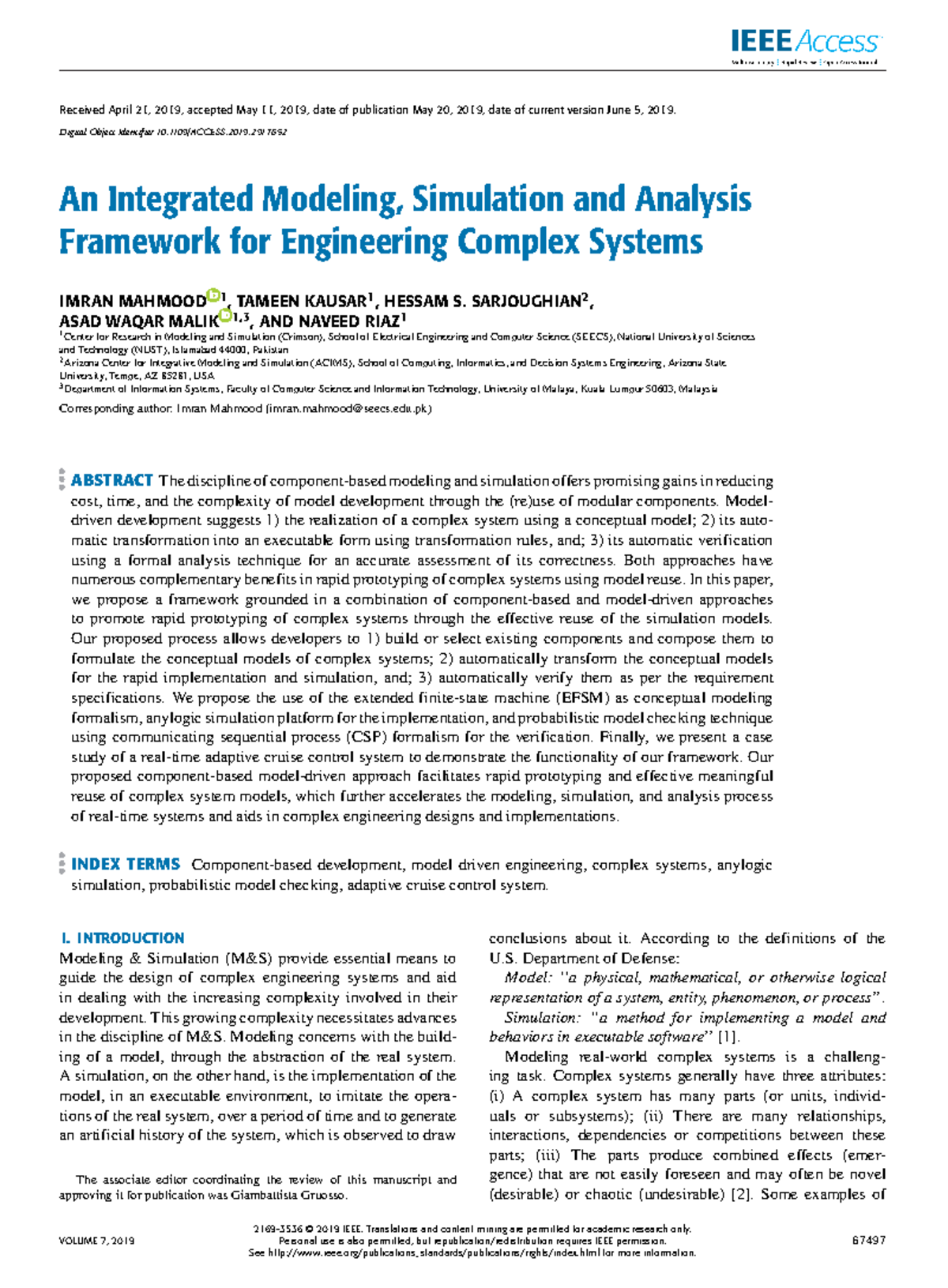 An Integrated Modeling Simulation and Analysis Framework for ...