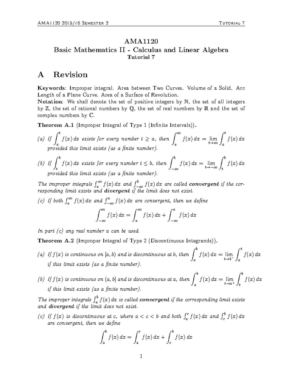 AMA1120%2540Exercise 7 - AMA1120 Semester 2 Tutorial 7 AMA1120 Basic ...