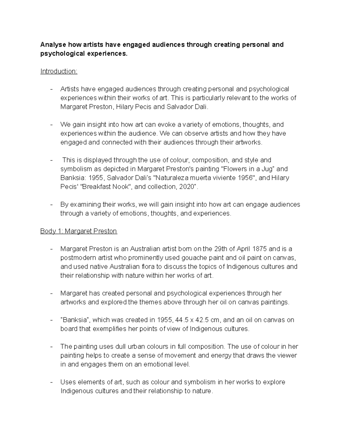 Visual ART EXAM Notes - Analyse how artists have engaged audiences ...