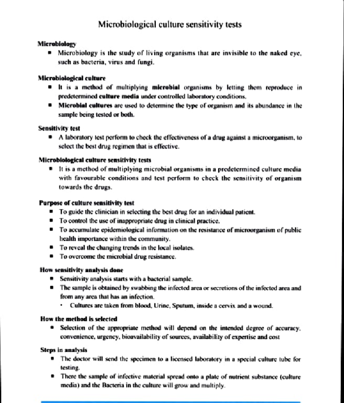 Microbiological Culture and sensitivity Test - Microbiology ...