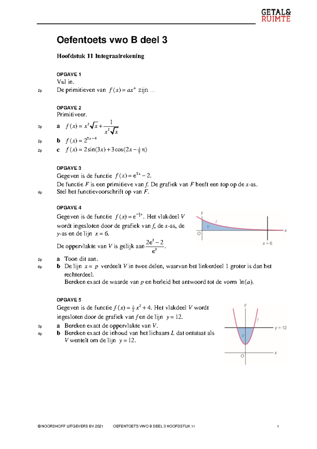 H11 Oefentoets - © NOORDHOFF UITGEVERS BV 2021 OEFENTOETS VWO B DEEL 3 HOOFDSTUK 11 1 Oefentoets ...