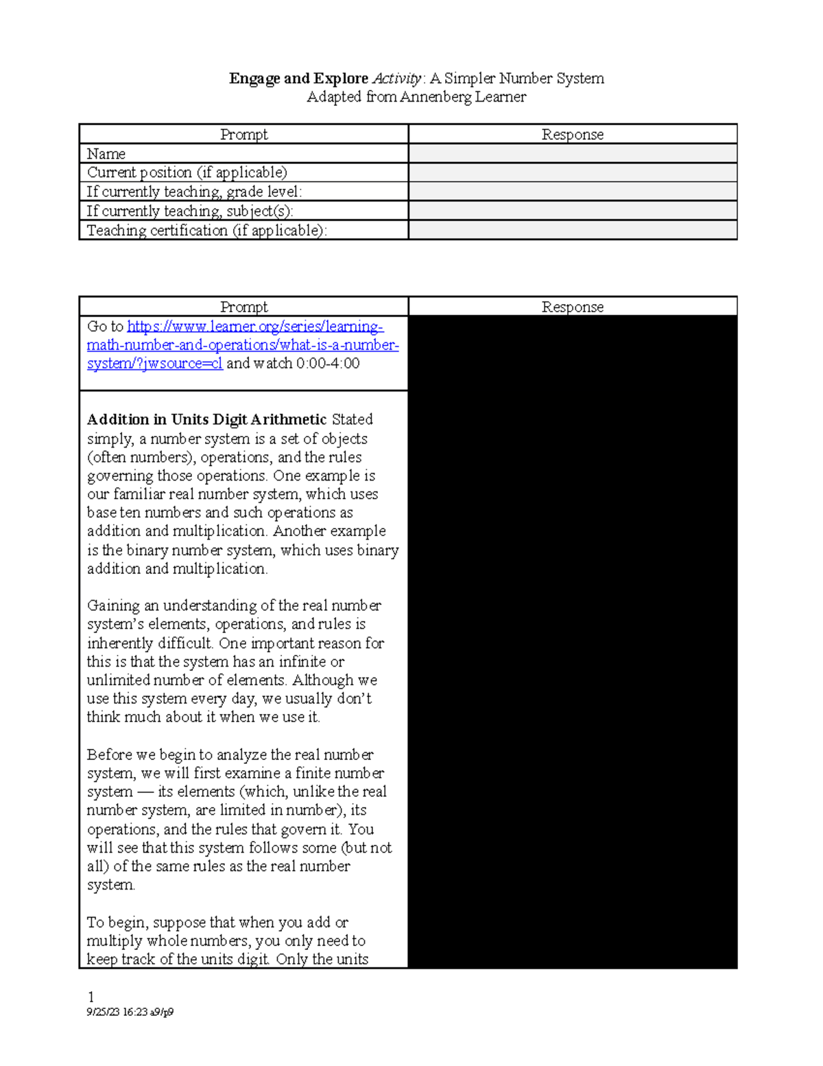 Engage and Explore Activity A Simpler Number System Template-1 - Engage ...