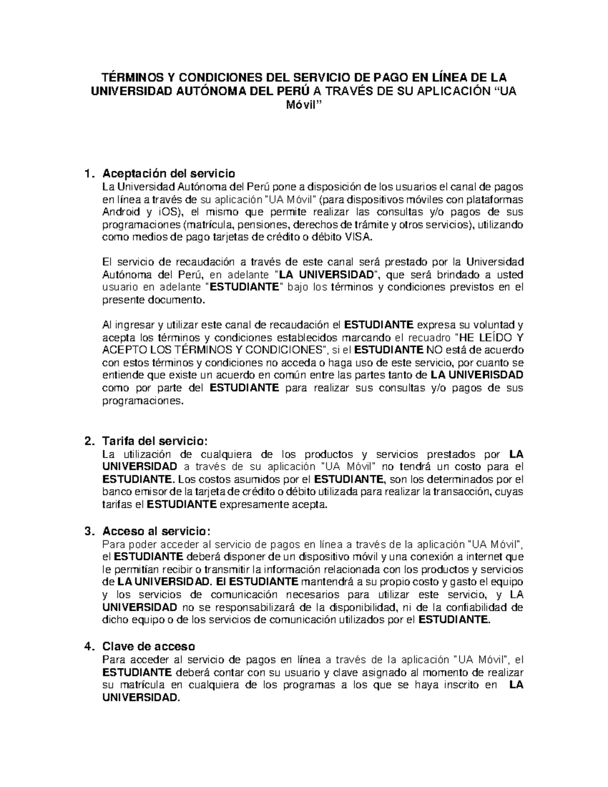 Terminos y Condiciones VISA - TÉRMINOS Y CONDICIONES DEL SERVICIO DE PAGO EN LÍNEA DE LA ...