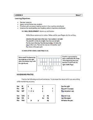 Lesson 6 with Learning Activity 6 - Foundation of Shorthand - Studocu