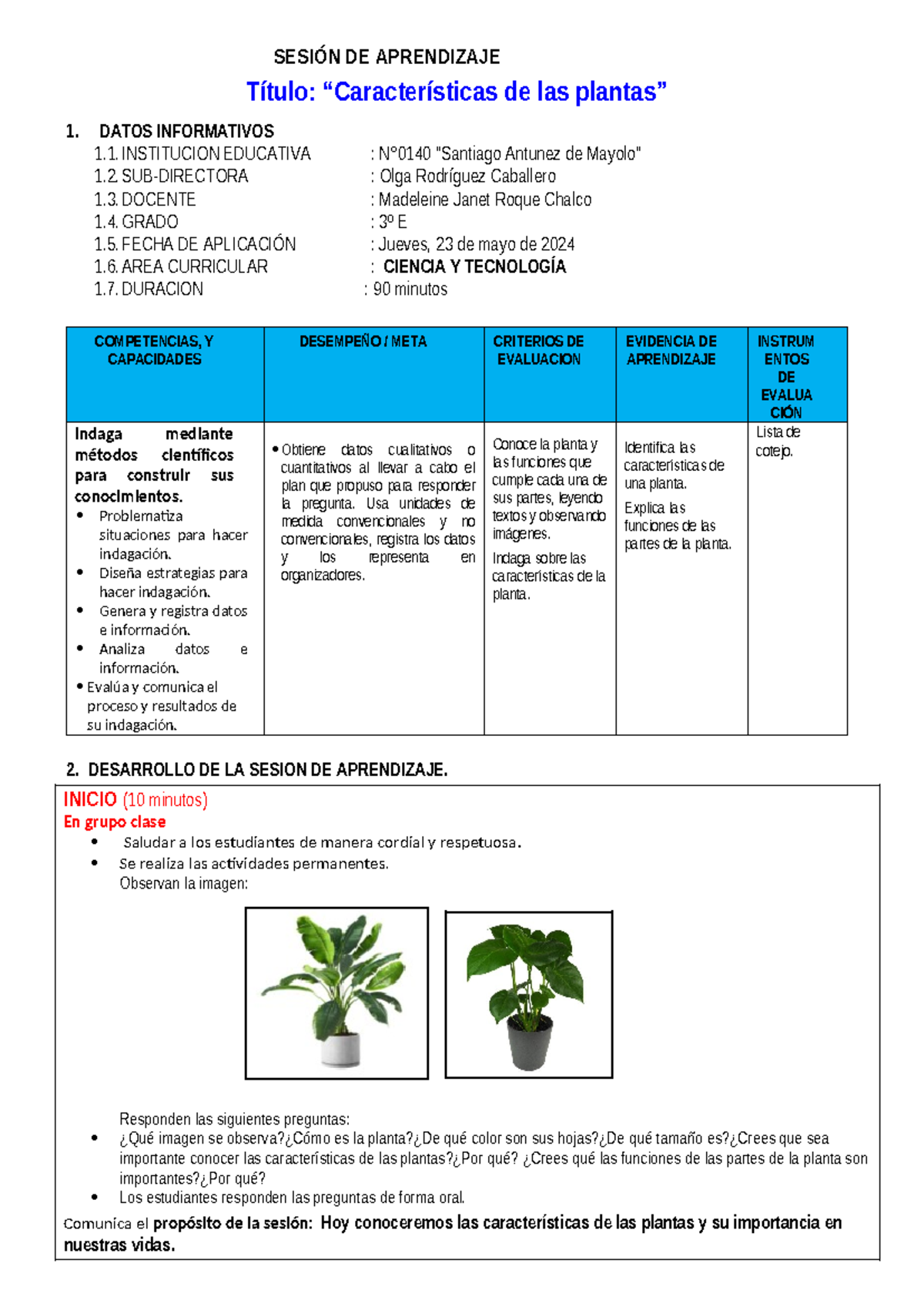 21 DE MAYO Sesión Ciencia Y T- Características de las plantas - SESIÓN ...