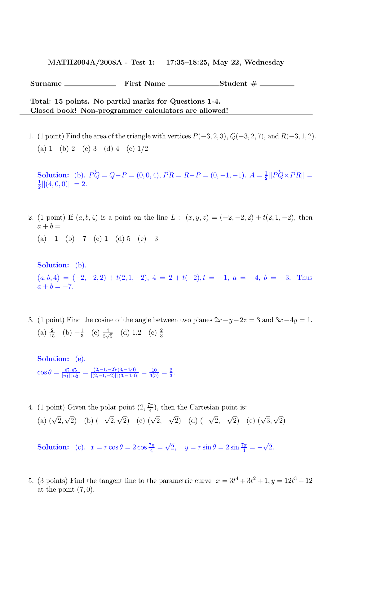 MATH2004 A2008 A-Test1-sol - MATH2004A/2008A - Test 1: 17:35–18:25, May ...
