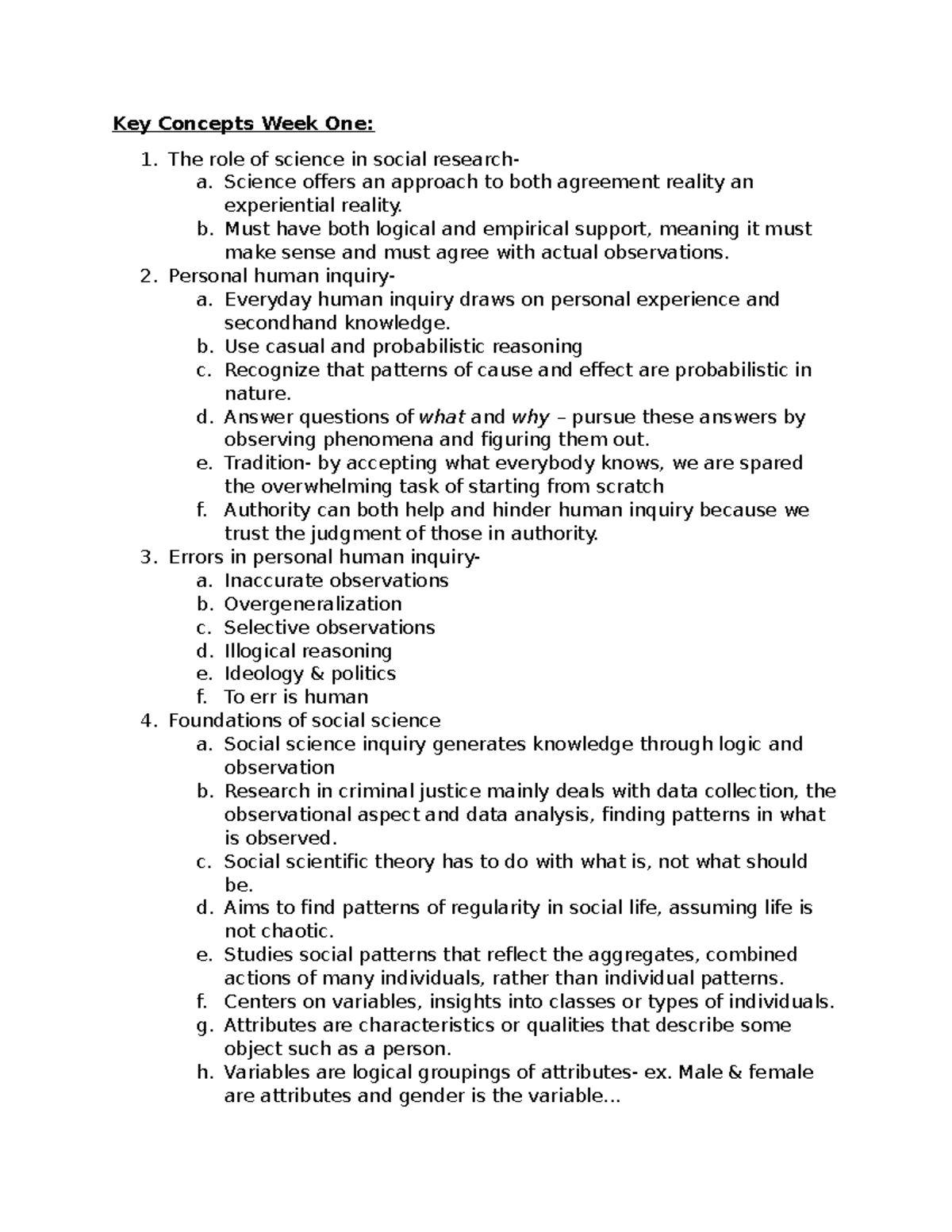Key Concepts Week One Research Methods for Criminal Justice and ...