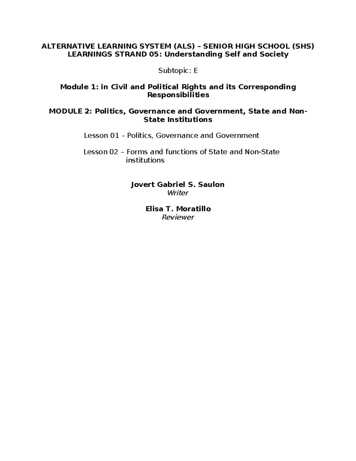 LS5 Module E 2 - Informative - ALTERNATIVE LEARNING SYSTEM (ALS ...