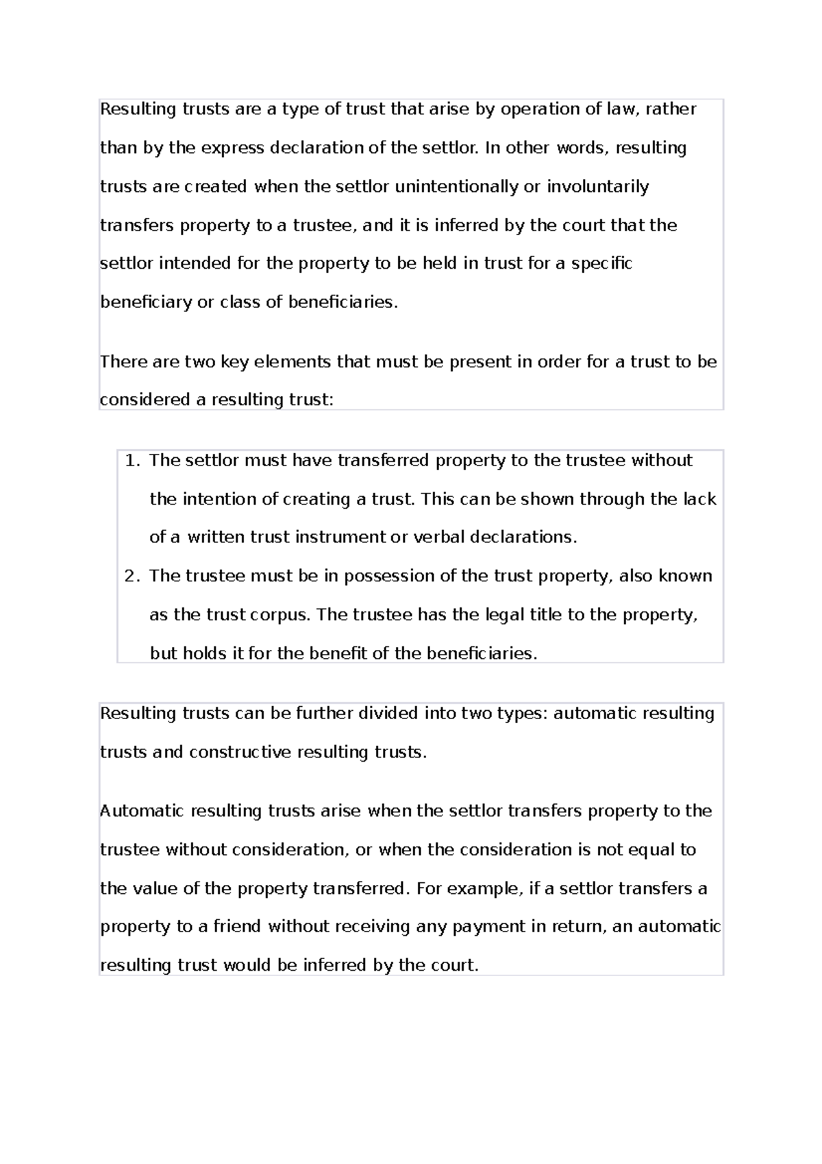 Resulting Trusts - ... - Resulting trusts are a type of trust that ...