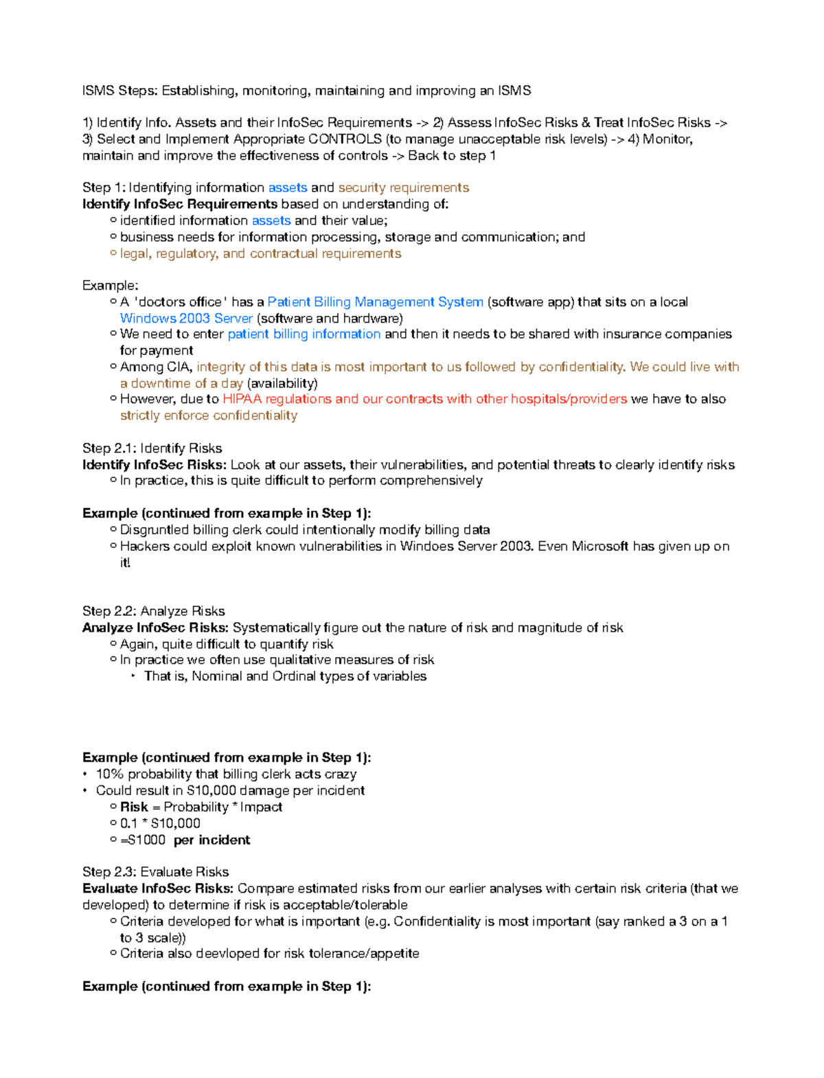 3-5 Management of Info Sec P - ISMS Steps: Establishing, monitoring, maintaining and improving ...