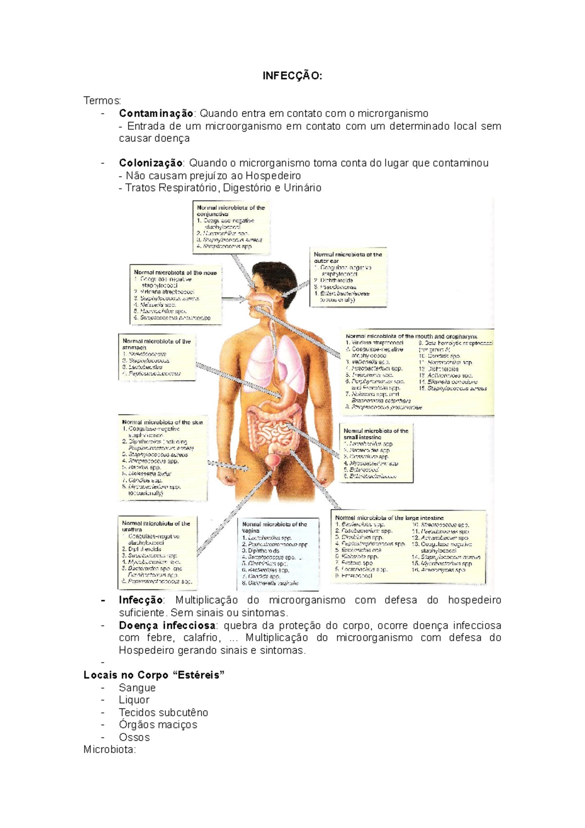 AULA 3 - Infectologia - Infecções - INFECÇÃO: Termos: Contaminação ...
