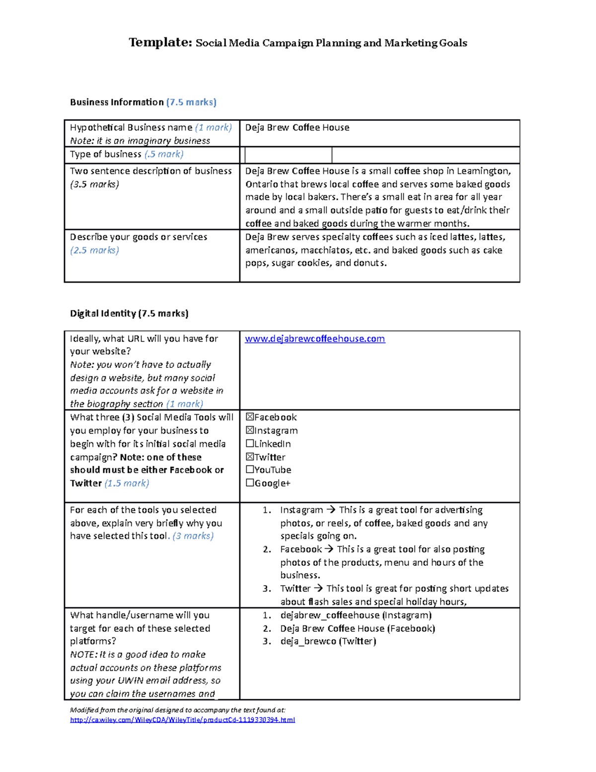 Assignment #2 - Template: Social Media Campaign Planning and Marketing ...