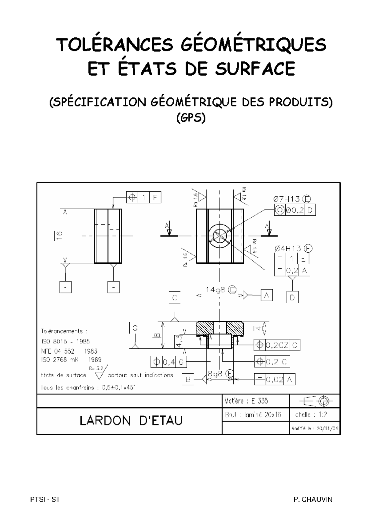 Tolérances Géométriques ET États DE Surface ( Spécification Géométrique ...