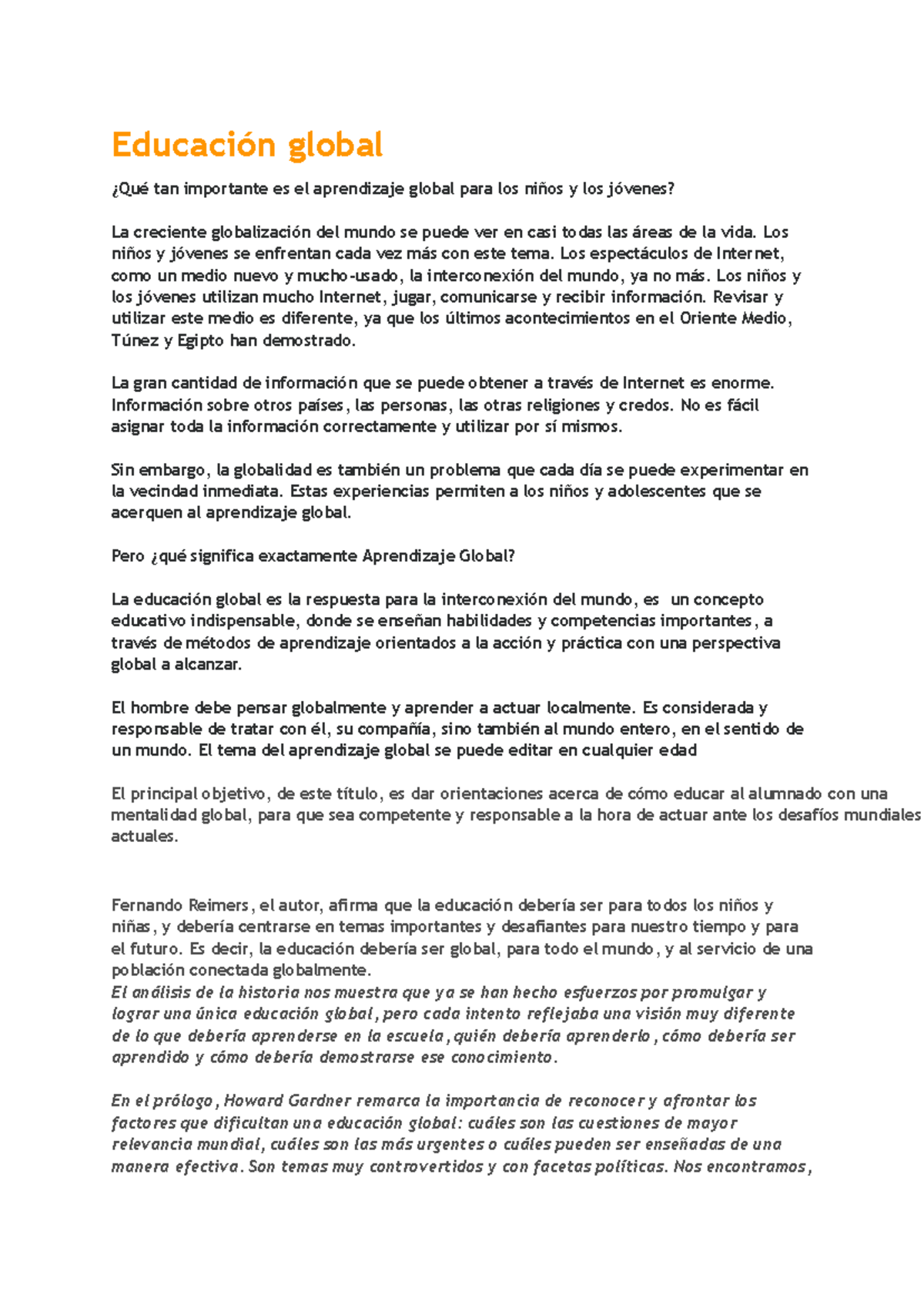 Educacion - Educación global ¿Qué tan importante es el aprendizaje ...