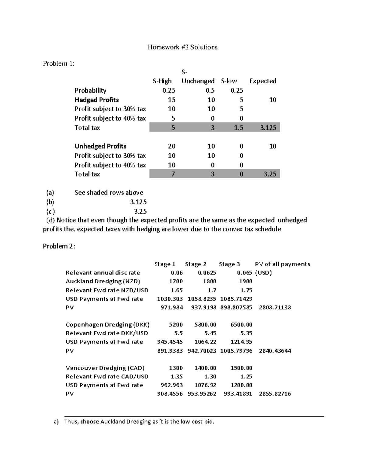 HW3 Solutions - Homework #3 Solutions Problem 1: S-High S- Unchanged S-low Expected Probability ...