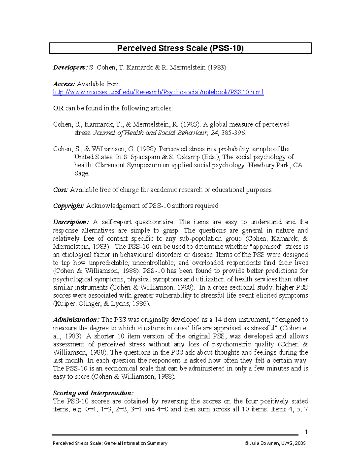 141566649 Perceived Stress Scale PSS 10 - Perceived Stress Scale (PSS ...
